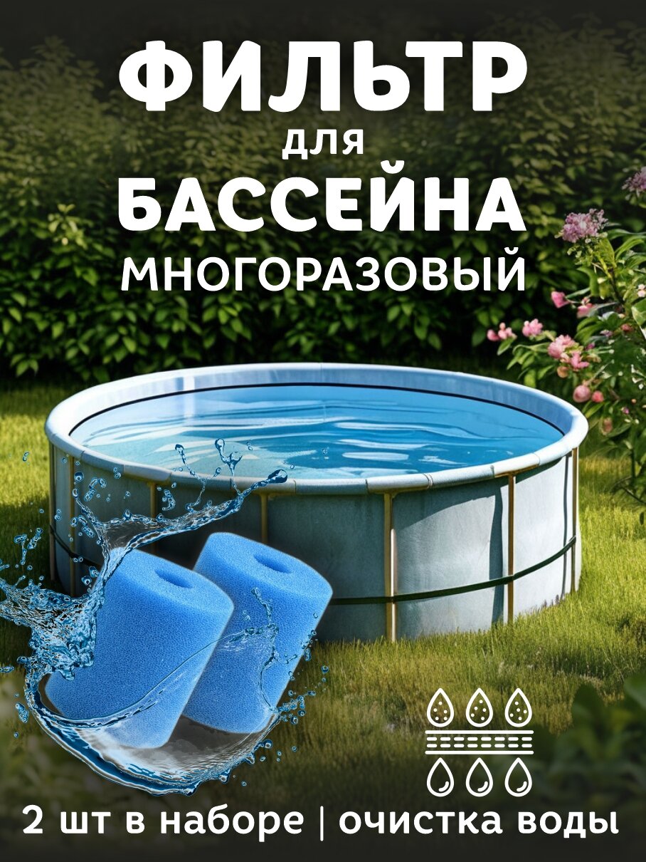 Фильтр Амарант, для каркасных и надувных бассейнов, многоразовый, тип Н, 2шт