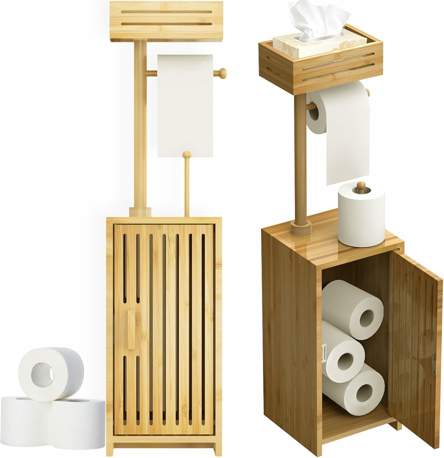 Стойка для туалетной бумаги с хранением, свободностоящая