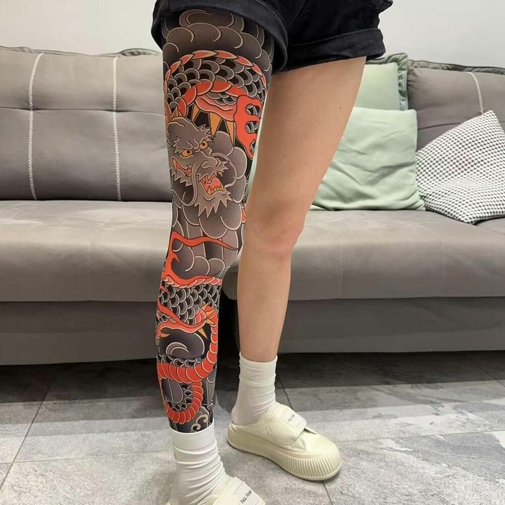 Чулки с татуировками Узор в китайском стиле