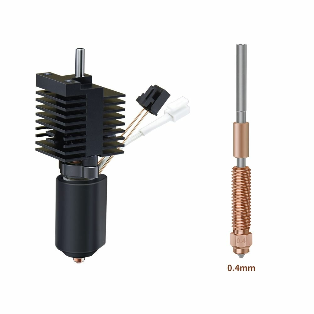 (Встроенное сопло 0,4 мм *2)K2 Plus Керамический комплект горячего конца Закаленная сталь Биметаллическая печатающая головка сопла Высокотемпературные аксессуары для 3D-принтера
