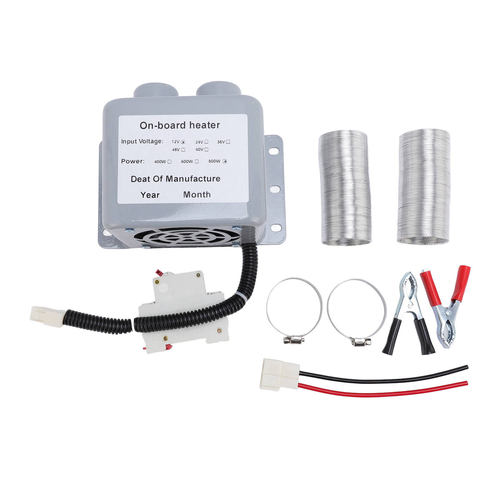 Автомобильный обогреватель с двумя отверстиями, 12 В, 800 Вт, комплект для размораживания лобового стекла, обогреватель и противозапотевание для грузовиков, автомобилей, такси, зимнее использование, низкий уровень шума.