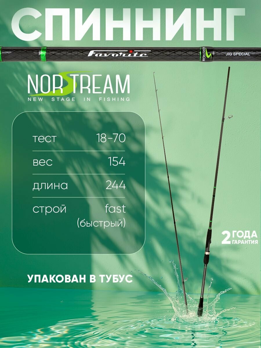 Спиннинг Norstream Favorite Jig 2023 FAS-802H, тест 18 - 70 г, 244см