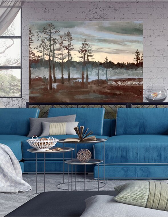 Картина интерьерная живопись Сумерки на Севере