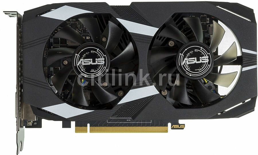 Видеокарта ASUS GeForce GTX 1650 (DUAL-GTX1650-O4G) - PCI-E 3.0, 4 ГБ, GDDR5, 128 бит, HDMI, DVI, DisplayPort, GPU 1485 МГц