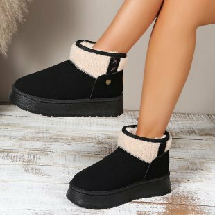 Женские зимние ботинки 2025 года, новые стильные ботинки из утолщенного хлопка, зимние женские теплые ботинки из бархата большого размера