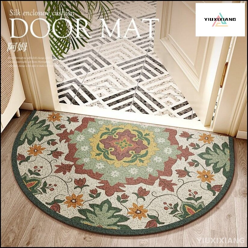 Придверный ковер ", полукруглый, с геометрическим рисунком, ПВХ, 80 см x 40 см