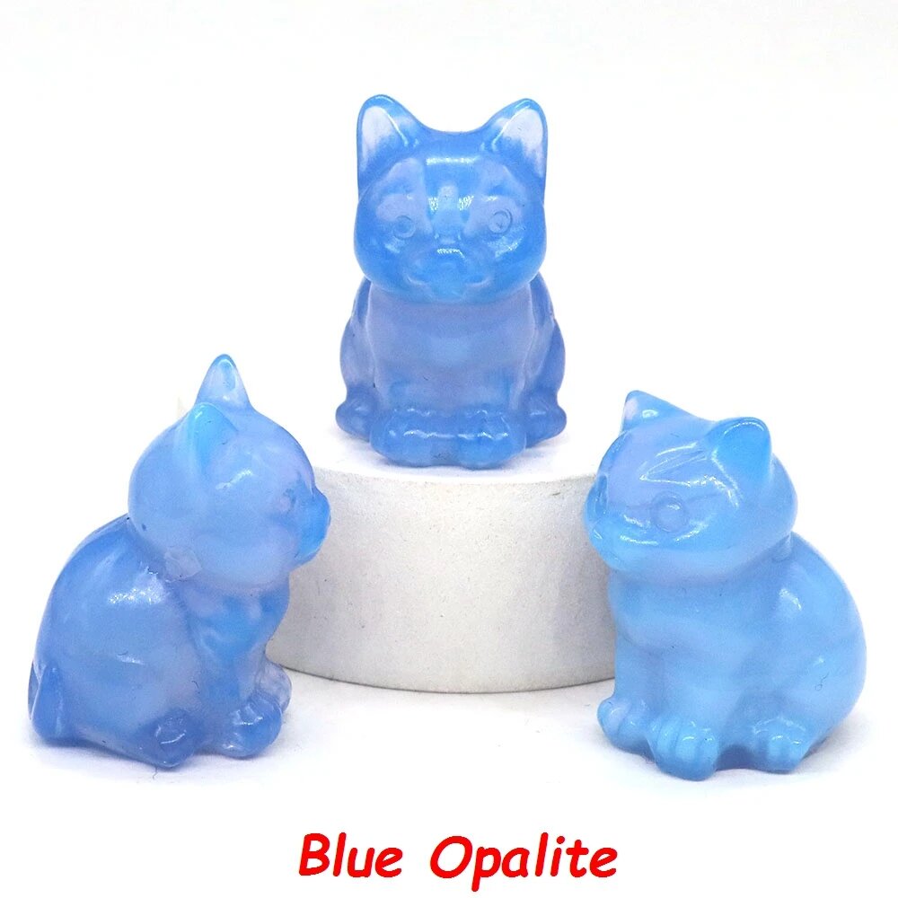 Кристальная статуэтка кошки Синий, 1 PC, Blue Opalite