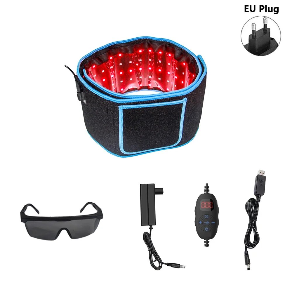 Красный и инфракрасный светотерапевтический пояс 850 нм 660 нм Светодиодные косметические устройства для обертывания жира Обертывание для лица для похудения Талия Грелка для всего тела, EU Plug-Blue