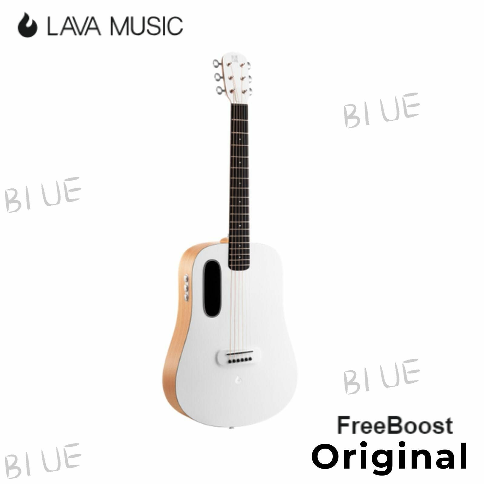 BLUE LAVA Original FreeBoost электроакустическая гитара со звукоснимателем и встроенными эффектами, цвет: белый/натуральный
