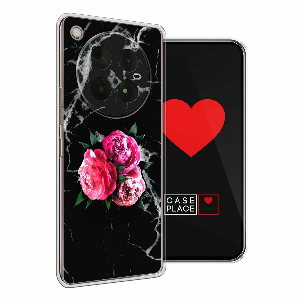 Чехол на Infinix Zero 40 4G / Инфиникс Зеро 40 4G с принтом "Букет на черном мраморе" — фото 1