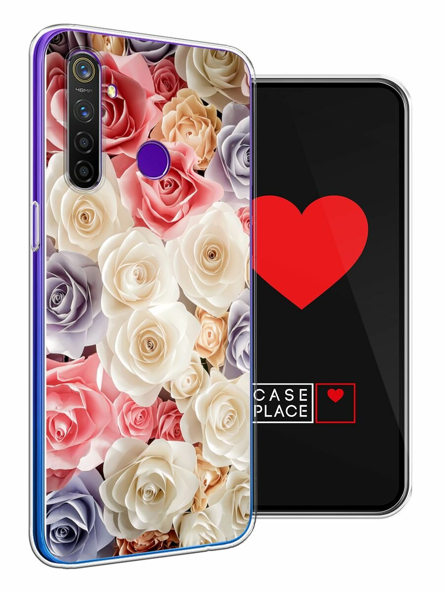 Чехол на Realme 5 Pro / Реалми 5 Про с принтом "Пастельные розы" — фото 1