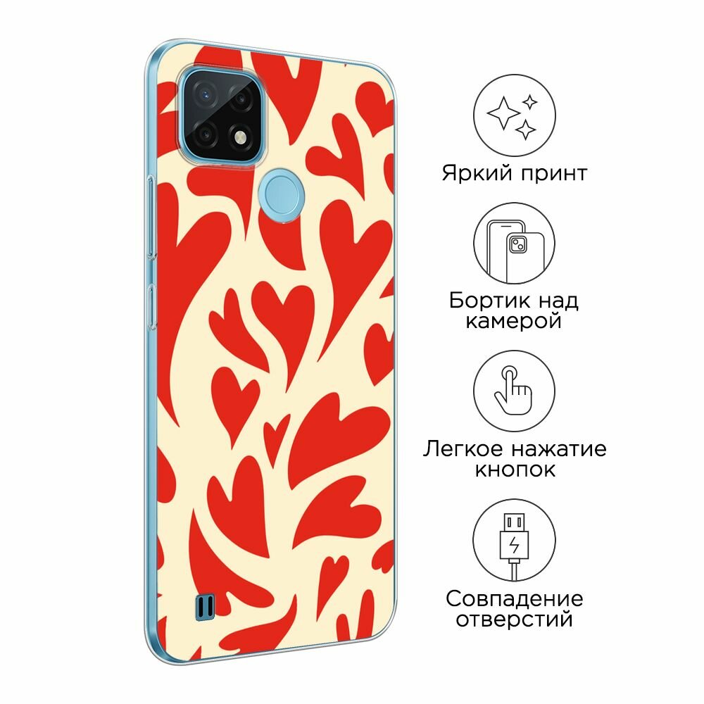 Чехол на Realme C21 / Реалми С21 с принтом "Crazy hearts 1 - 14 февраля" — фото 1