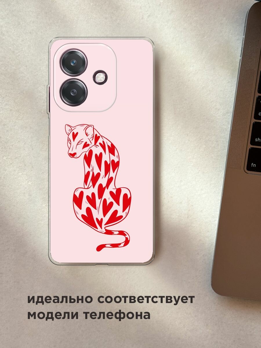 Чехол на Oppo A3/A3x / Оппо А3/A3x с принтом "Heart panther 1 - 14 февраля" — фото 1