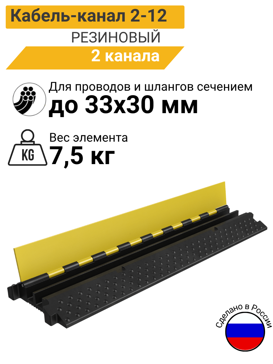 Кабель-канал резиновый 33х30мм 12т ККР 2-12, Россия (П), 2 канала