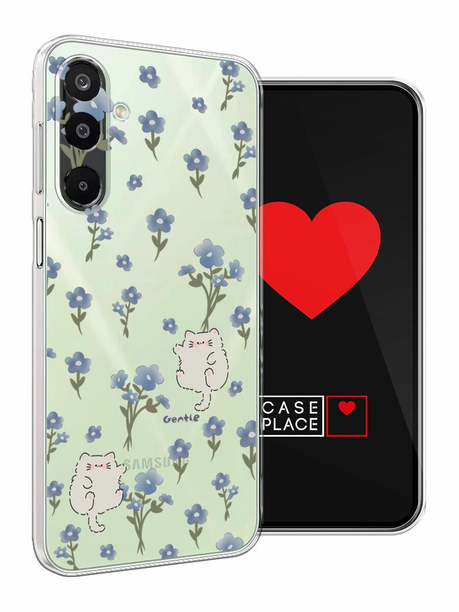 Чехол на Samsung Galaxy M16 / Самсунг Галакси М16 с принтом "Gentle cats", прозрачный — фото 1