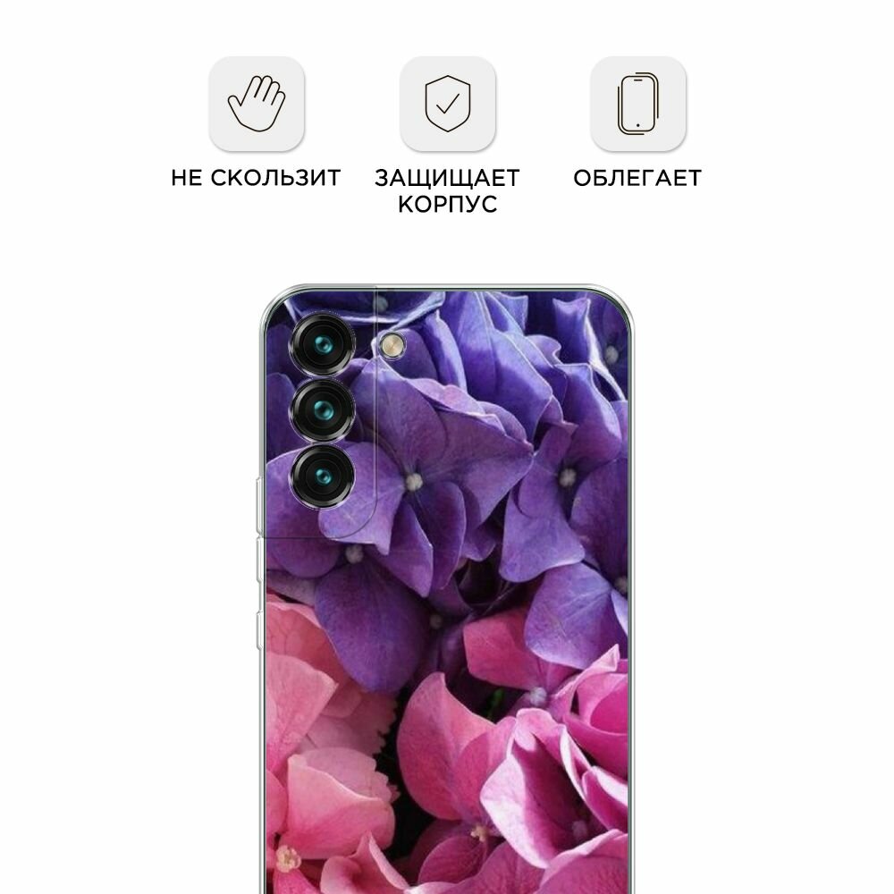 Чехол на Samsung Galaxy S22 / Самсунг Галакси S22 с принтом Гортензии — фото 1