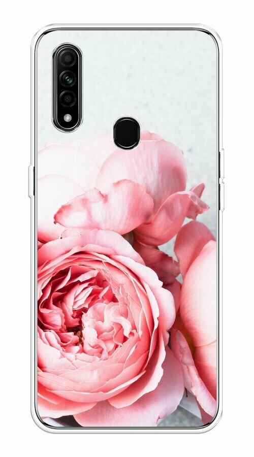 Силиконовый чехол на Oppo A31 / Оппо А31 с принтом "Пионы на белом"