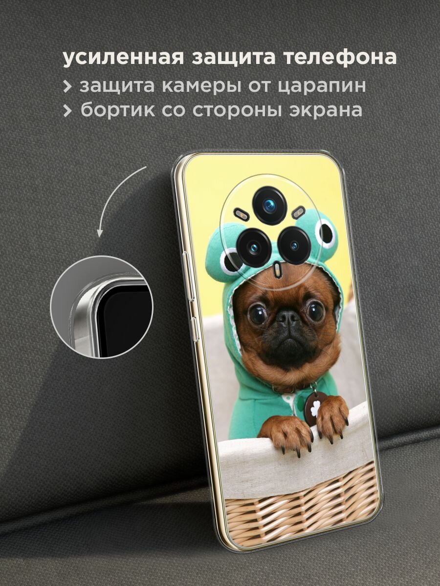 Чехол на Realme 14 Pro+ / Реалми 14 Про+ с принтом "Собачка в шапке лягушки" — фото 1