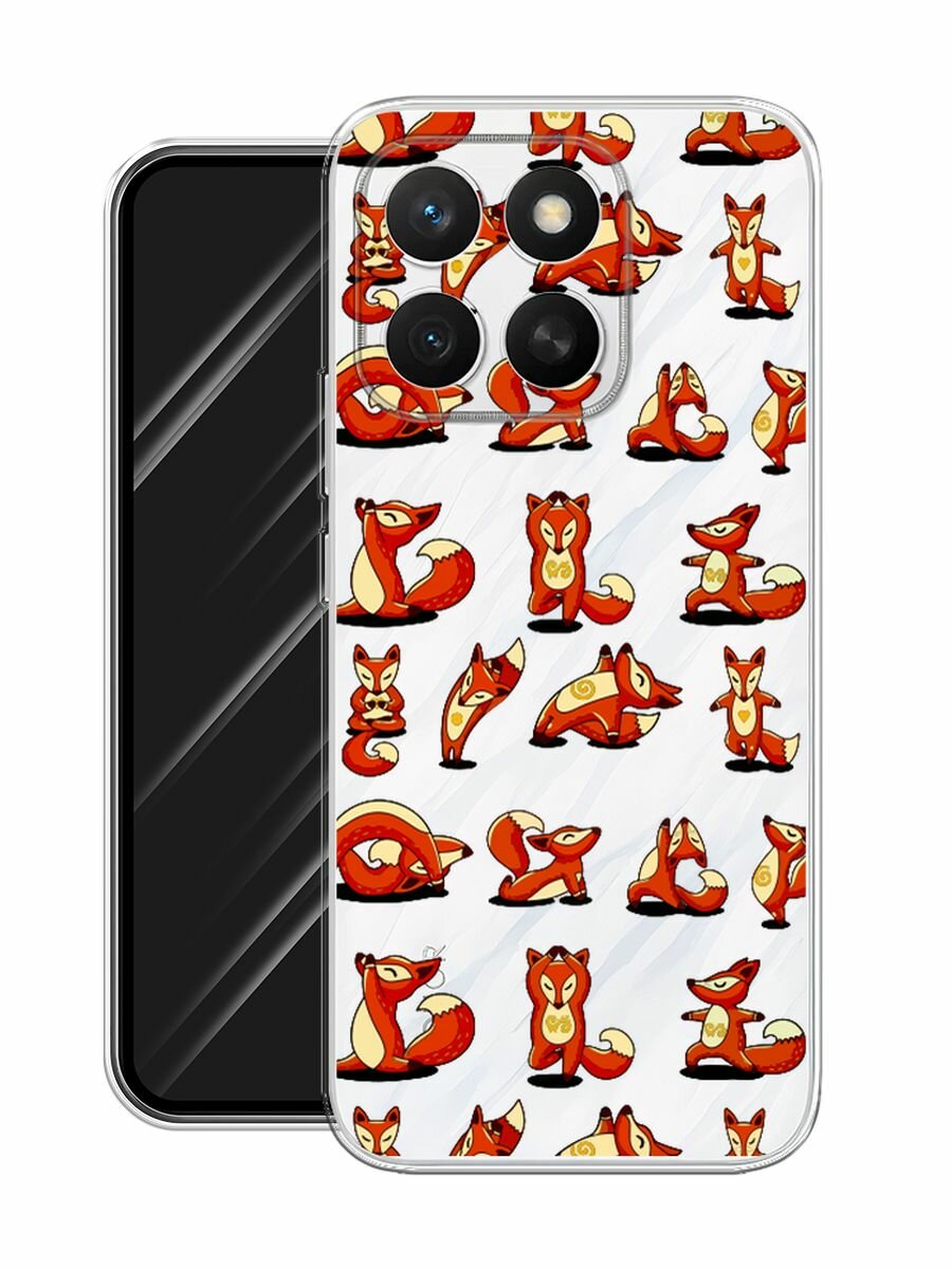 Чехол на Honor X8c / Хонор X8c с принтом "Йога для лисы", прозрачный — фото 1