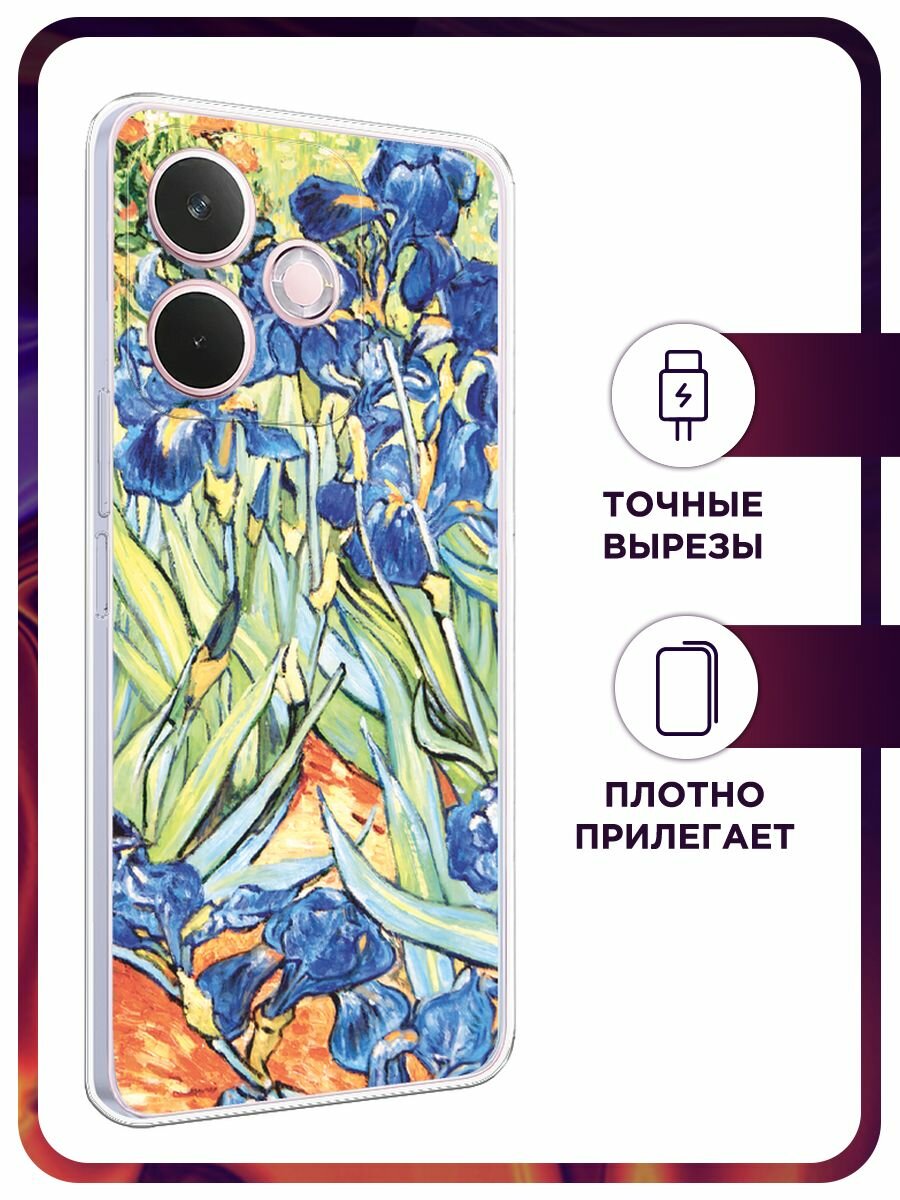 Чехол на Oppo A5 Pro / Оппо А5 Про с принтом "Ирисы Ван Гог" — фото 1