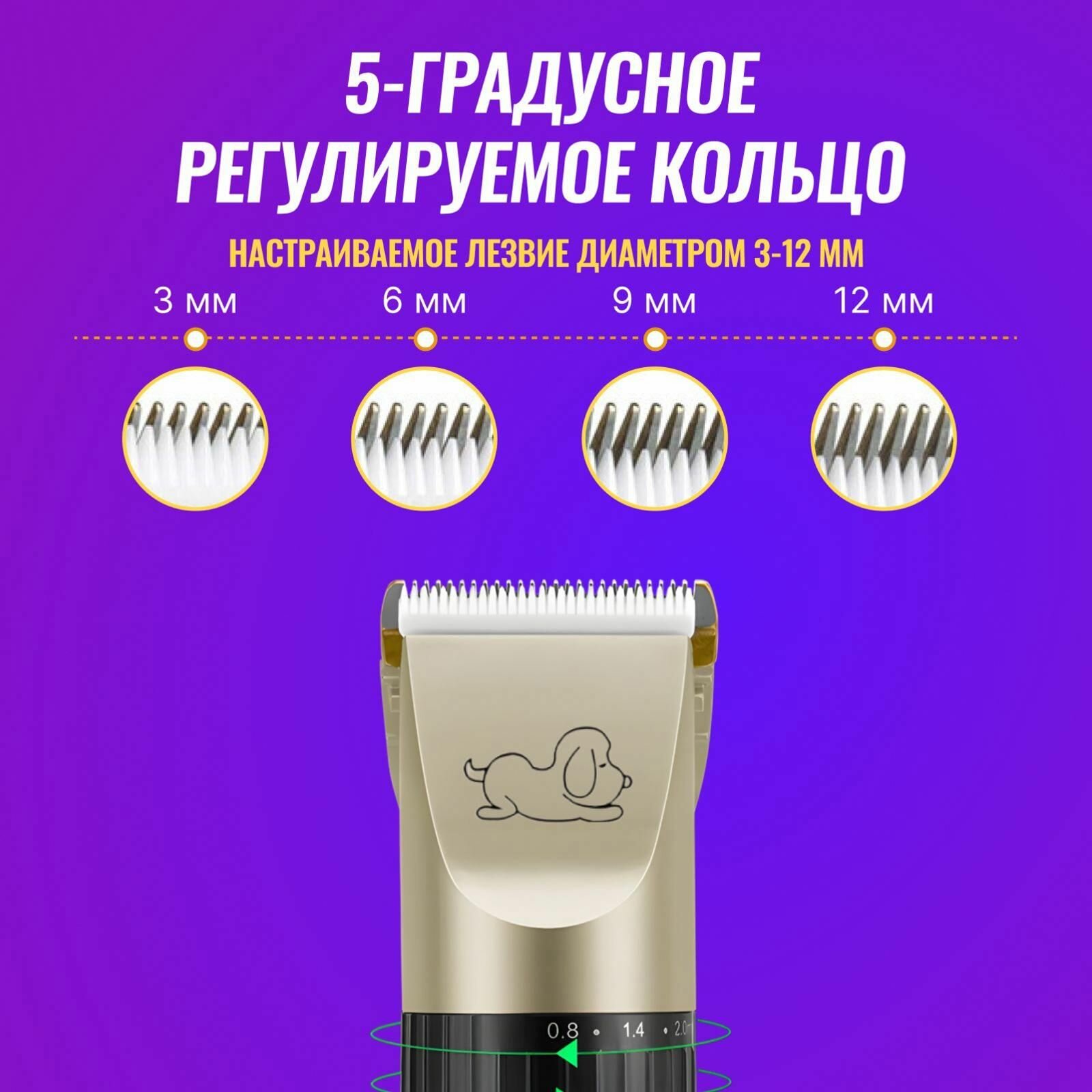 Машинка для стрижки собак, кошек, лошадей, овец, триммер для животных для груминга, беспроводной, бесшумный