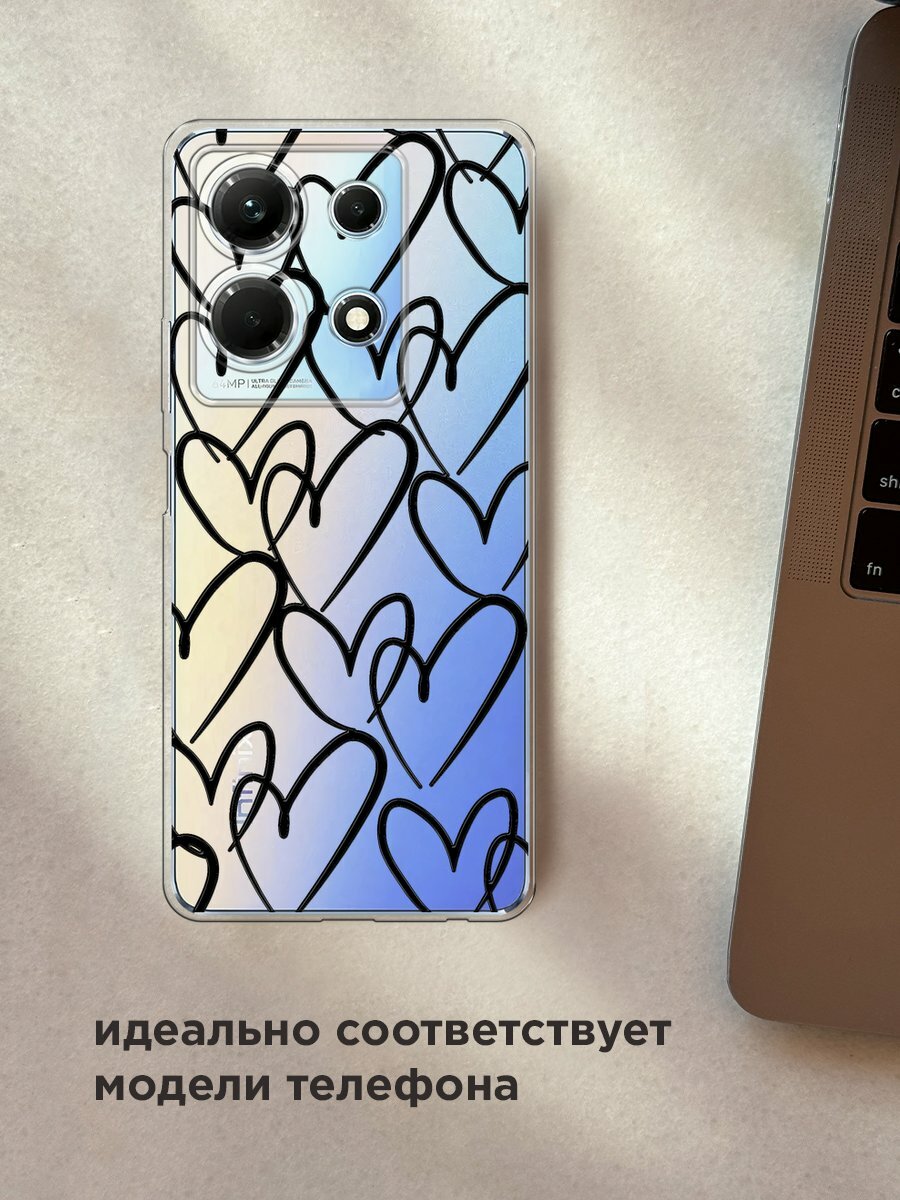 Чехол на Infinix Note 30 4G / Инфиникс Нот 30 4G с принтом "Hearts doodle black 1" — фото 1