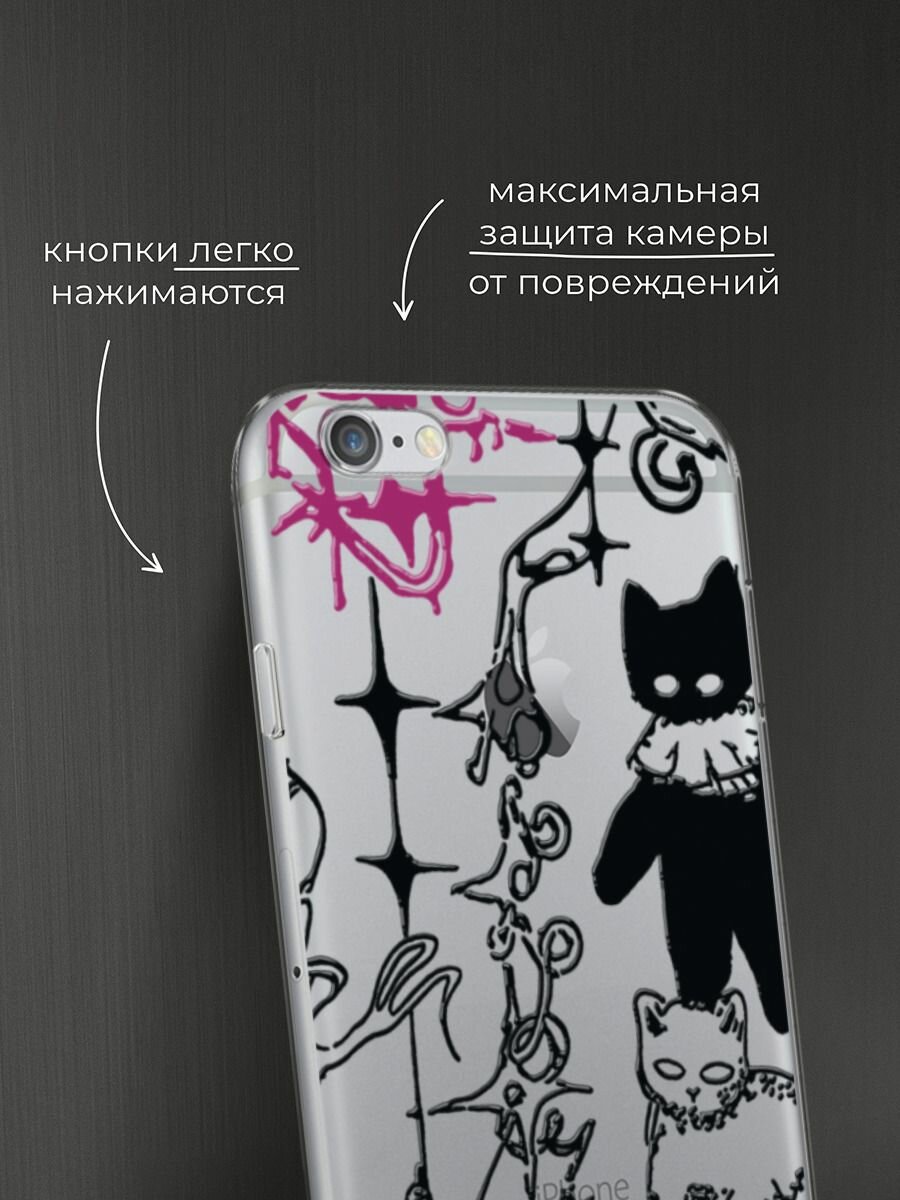 Чехол на Apple iPhone 6 / Айфон 6 с принтом "Готические котики" — фото 1