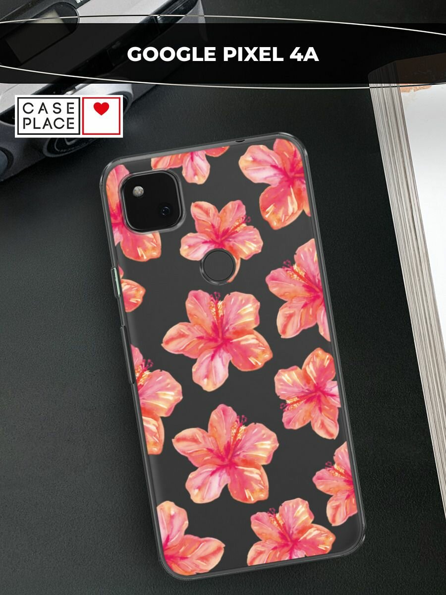 Чехол на Google Pixel 4A / Гугл Пиксель 4А с принтом "Pink flowers"