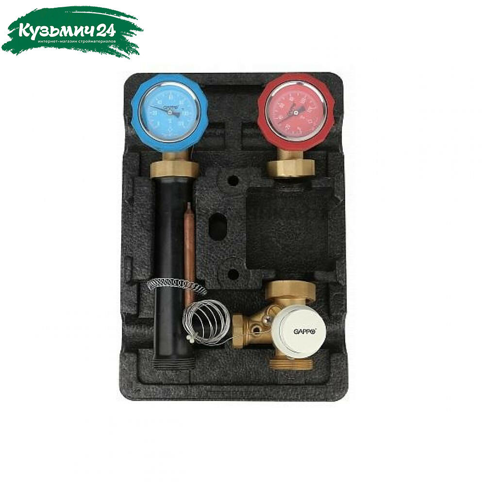 Насосная группа с термостатическим смесительным клапаном без насоса Gappo G1481 1", 1 шт.
