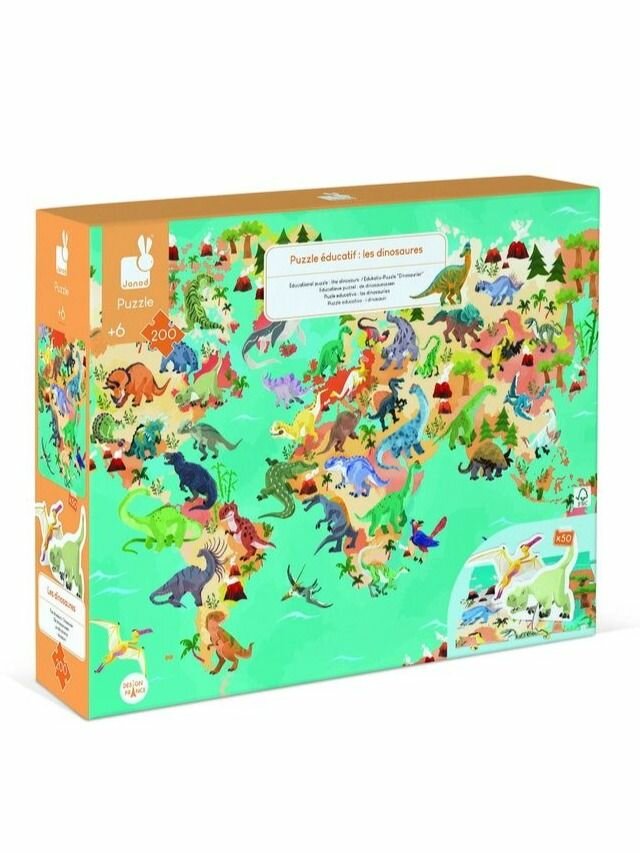 JANOD 3D пазл обучающий Динозавры 200 элементов для детей от 6 лет