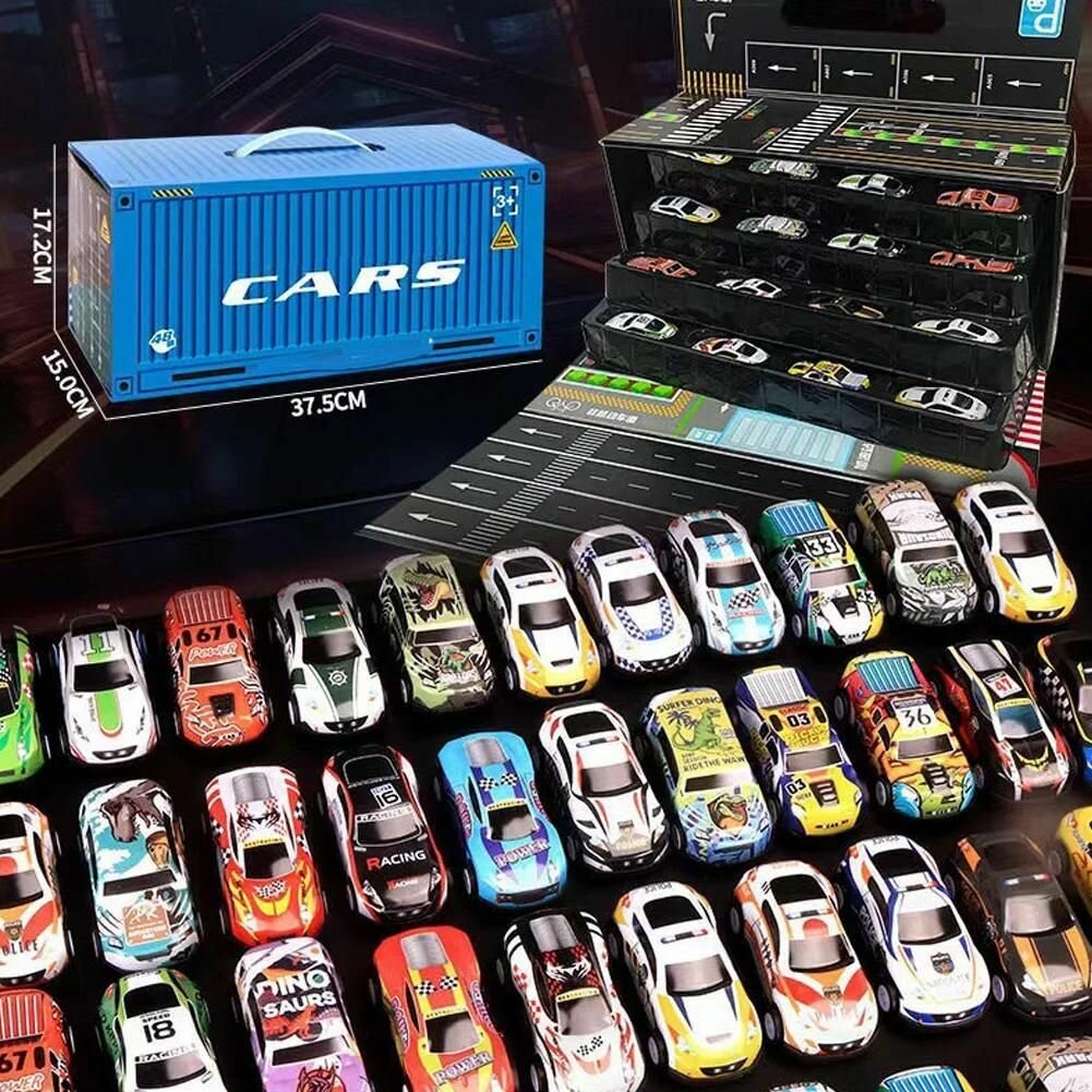 48 мини-игрушек с инерционным механизмом и встроенным гаражом для детей Подарки.