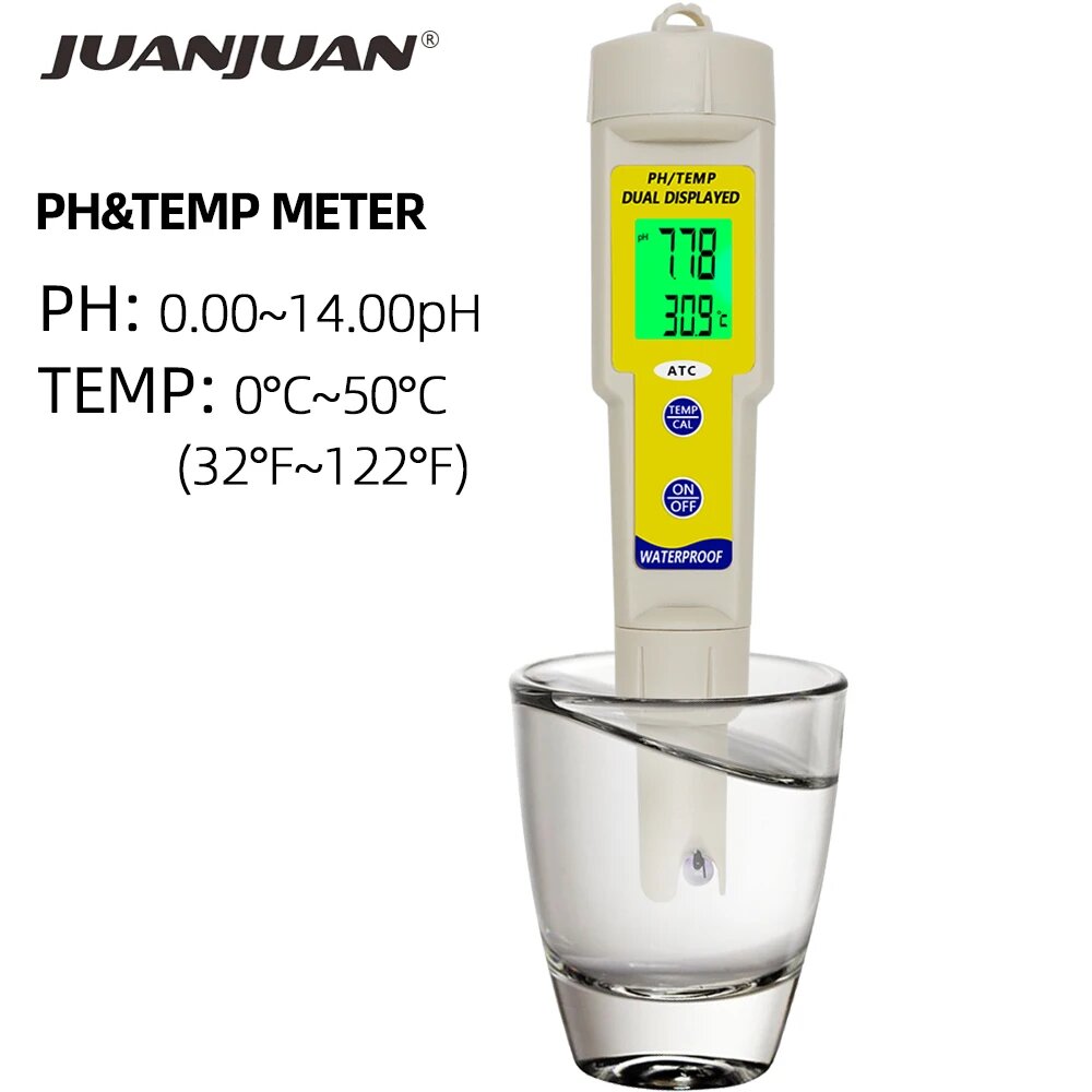 Цифровой PH-метр, измеритель температуры и кислотности, 2 в 1, водонепроницаемый, для аквариумов