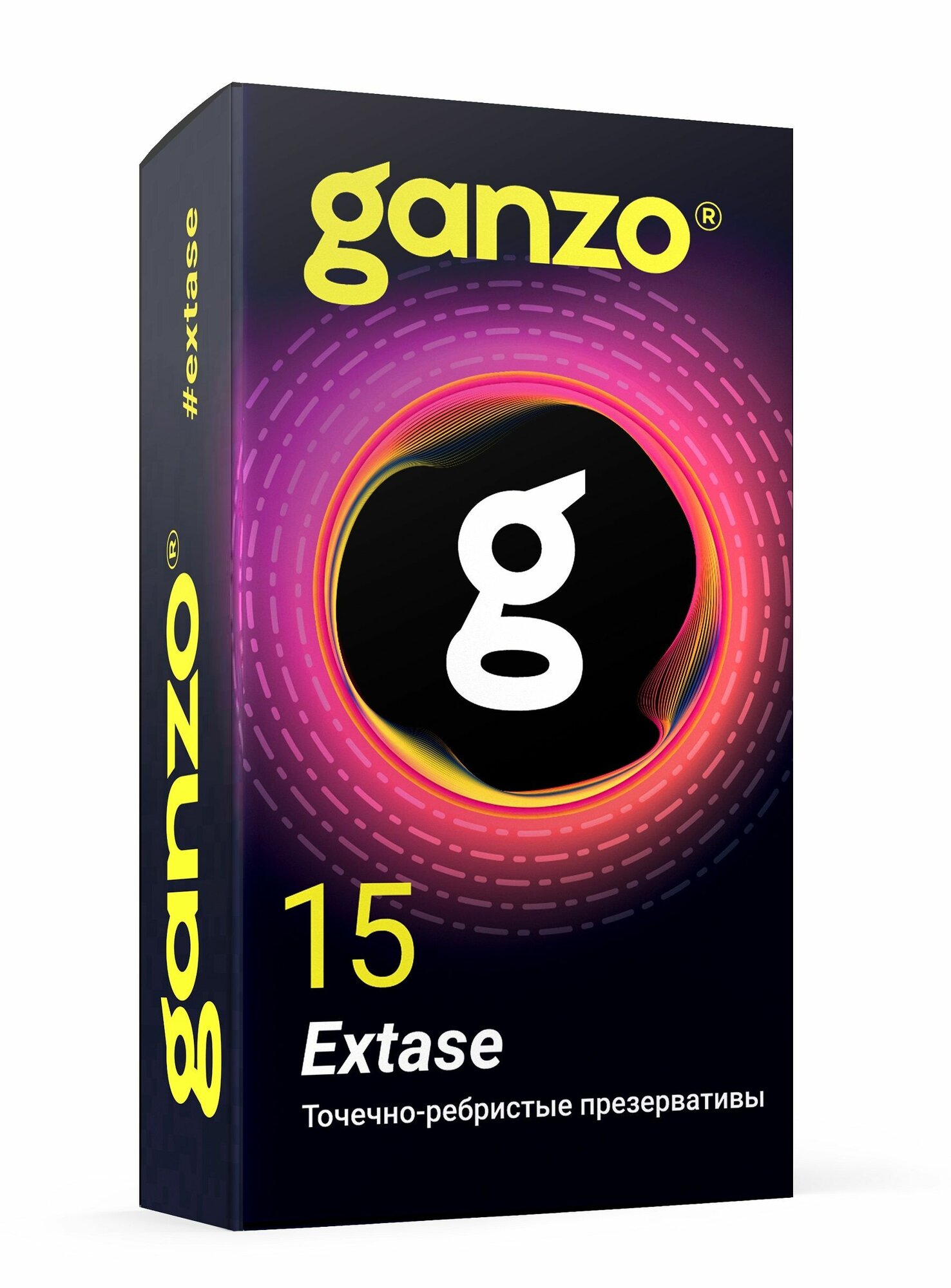 Презервативы Ganzo Extase 15 шт. анатомические, точечно-ребристая поверхность, латекс, силиконовая смазка