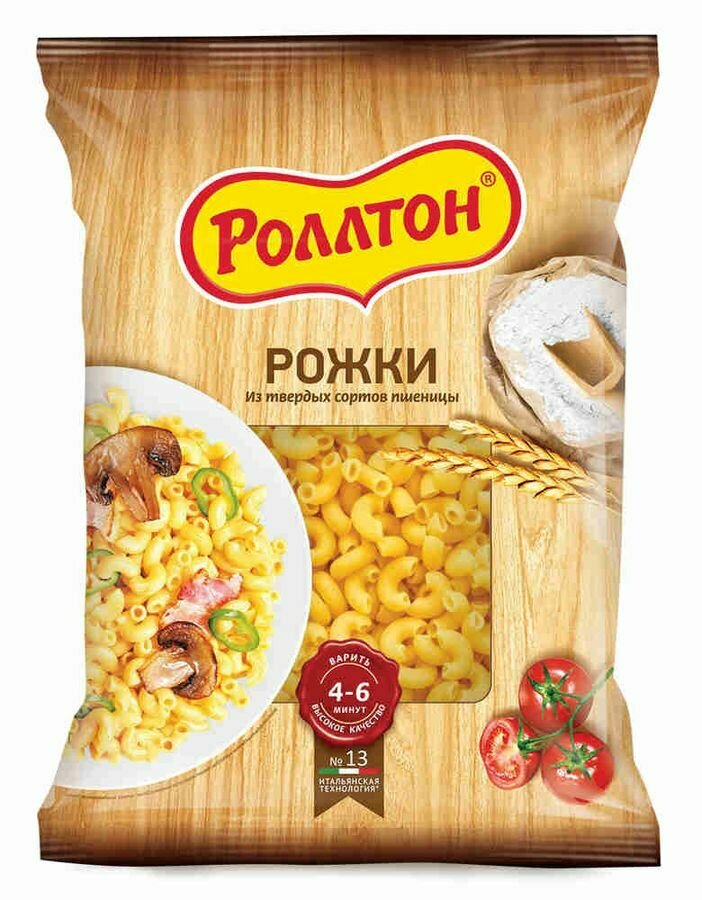 Макароны роллтон Рожки Группа А в/с (Россия) 400г