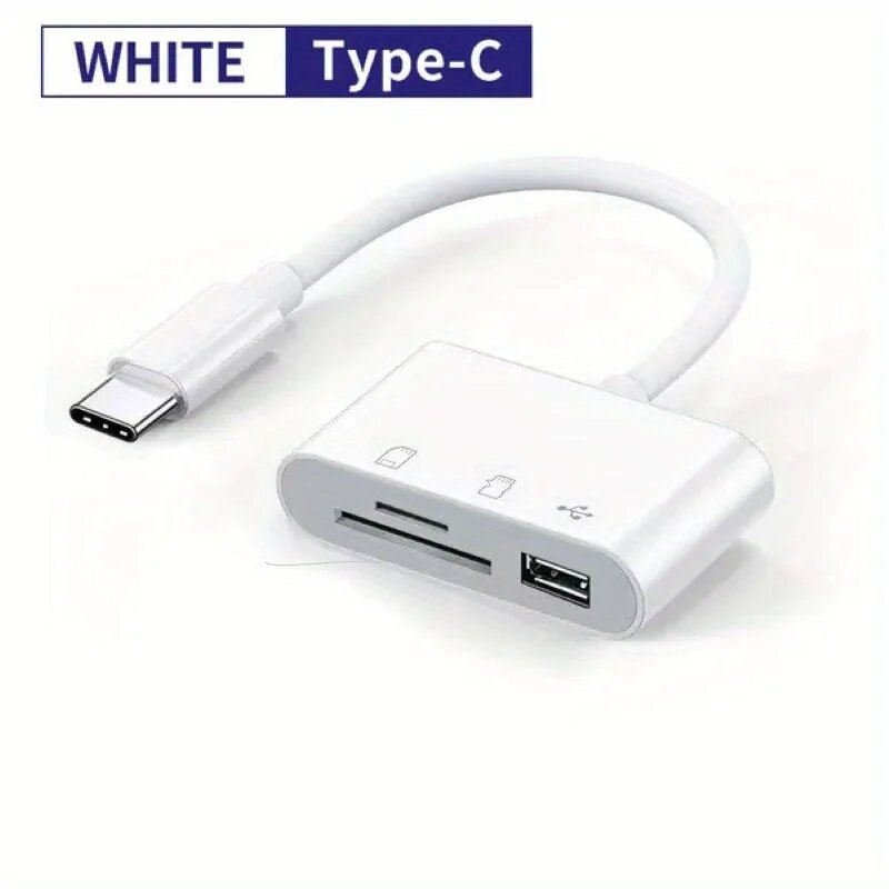 Адаптер Type-C White 3-в-1 с SD/TF и USB