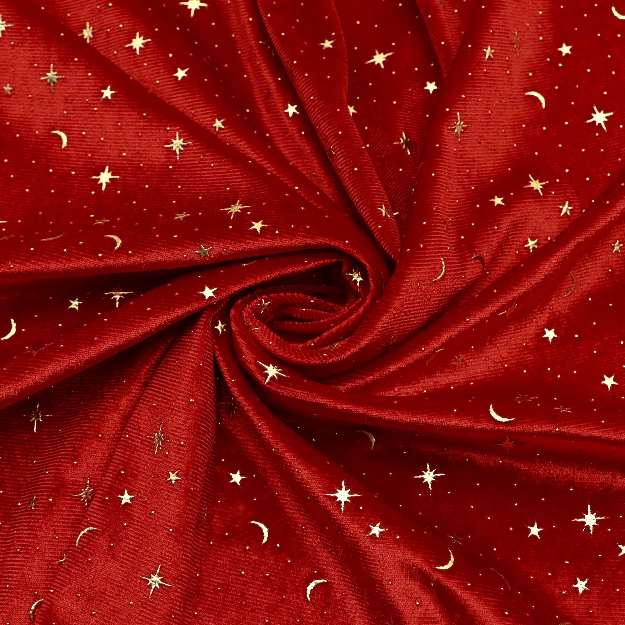 Эластичная бархатная ткань с золотой фольгой David accessories Красный, 1277119004