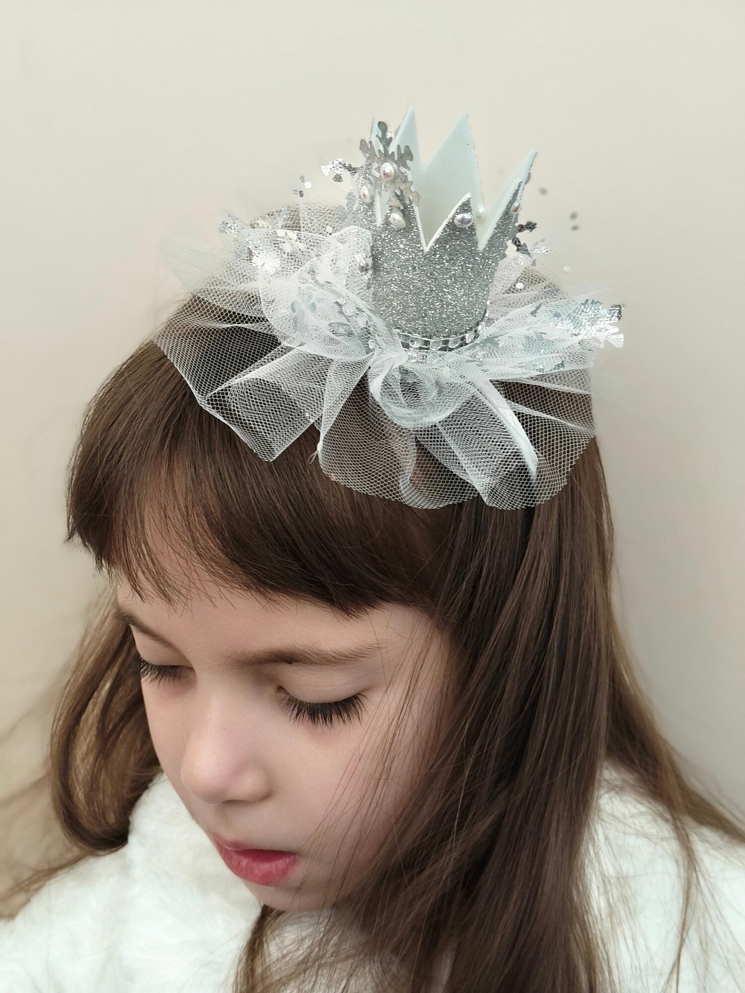 Ободок новогодний снежинка, украшение для волос с короной