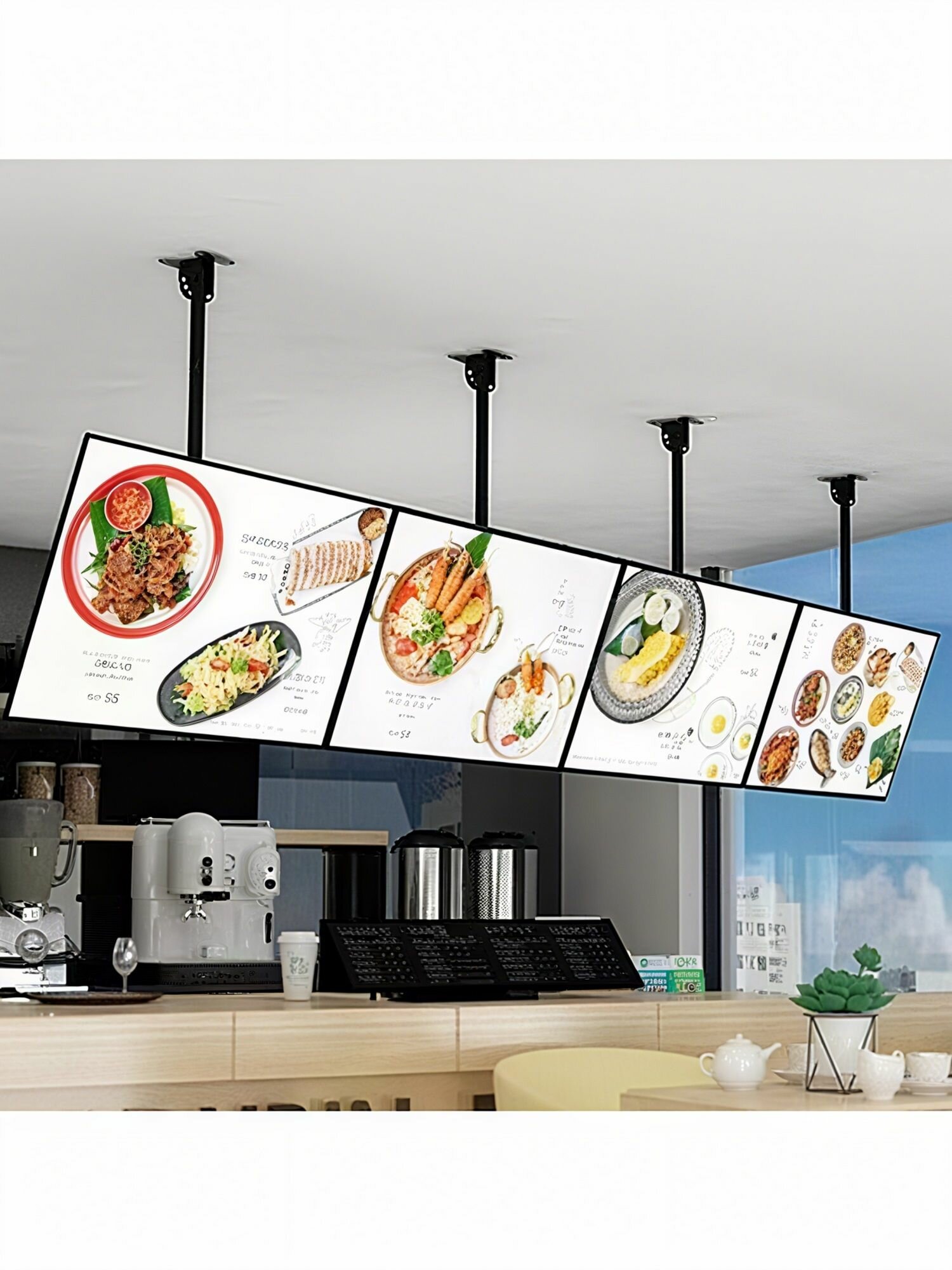 QIKIOB подвесная рекламная светодиодная доскаСветовой короб стенд черный