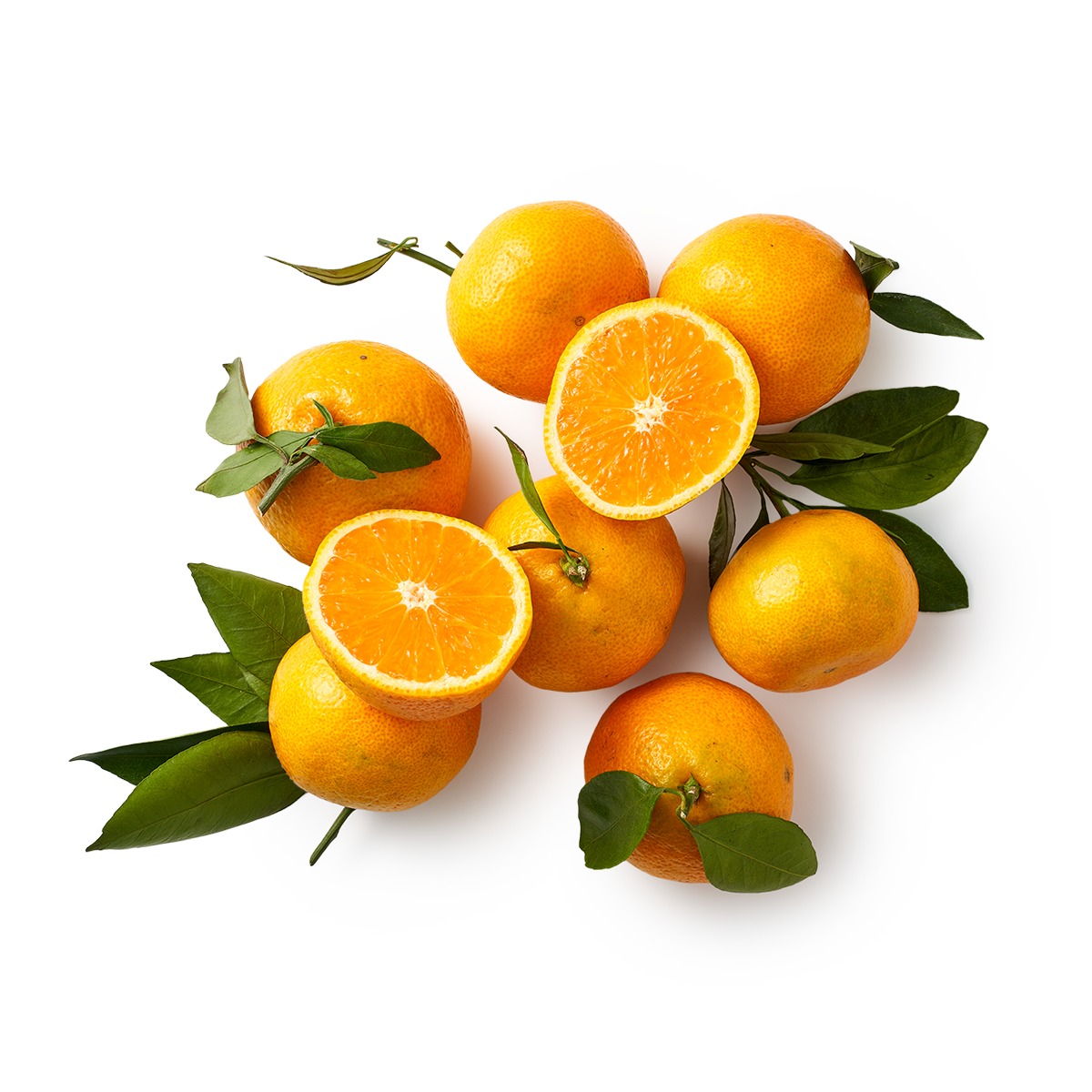 Мандарины с листочком свежие, 1 упаковка, в пластиковом контейнере