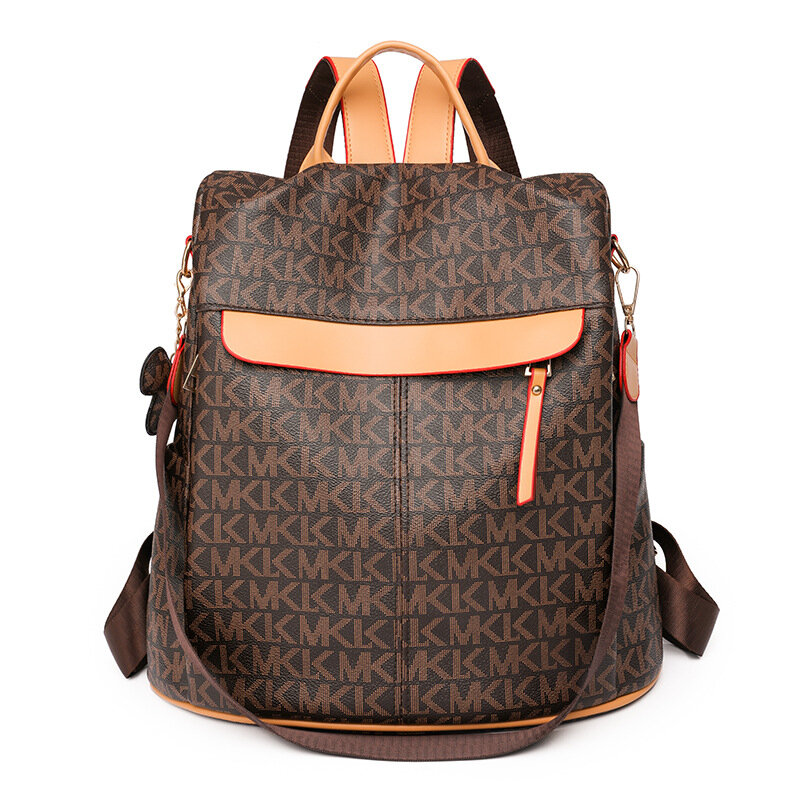 Трансграничный рюкзак из искусственной кожи, женский осенний рюкзак большой вместимости, модная школьная сумка с принтом в европейском и американском стиле, популярная дорожная сумка из кожи