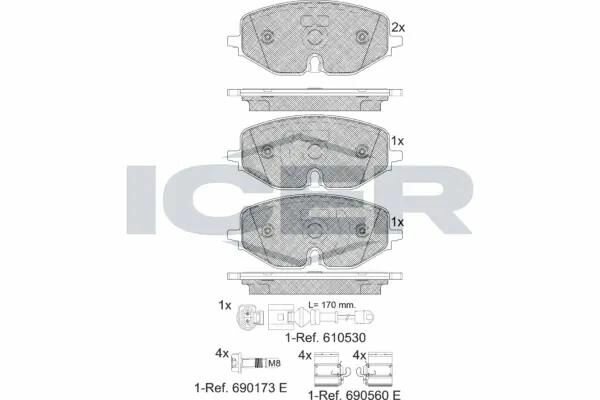 Колодки тормозные передние ICER 182369 Ford C-Max 2007 ->, Focus C-Max 2003-2007, Focus II 2004 ->
