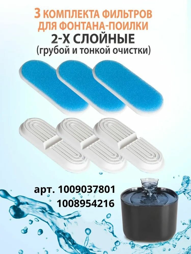Nicedopet Фильтры для фонтана поилки. Набор из 3 комплектов для фонтанчиков арт: 1008954216 и 1009037801