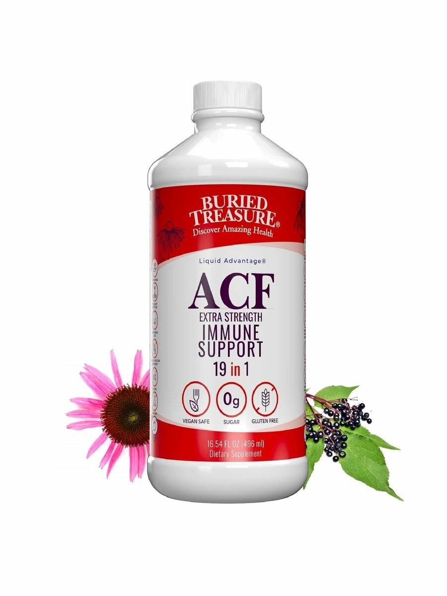 Поддержка иммунитета с витамином С, цинком, бузиной, эхинацеей и растительными компонентами 496 мл ACF повышенной силы