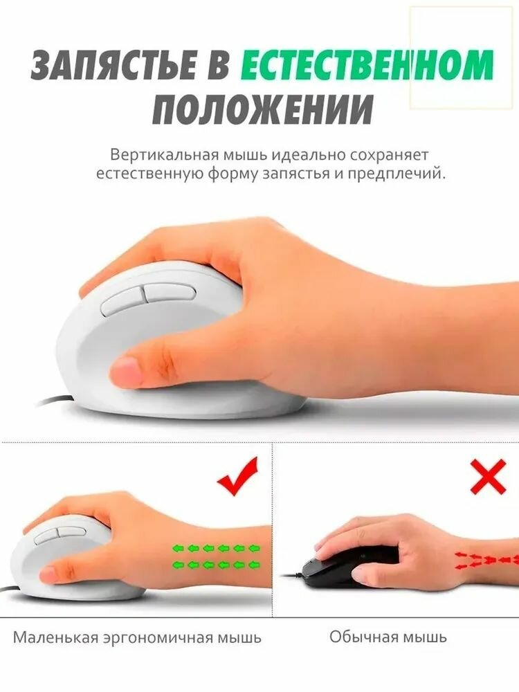 Мышь проводная Вертикальная проводная мышь, белый