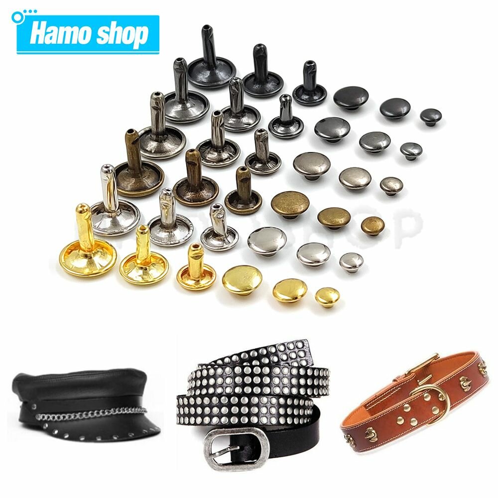 Хольнитены двухсторонние заклепки 80-100-120 шт, металлические заклепки для кожи, сумок, ремней и DIY рукоделия, комплект для шитья и ремонта