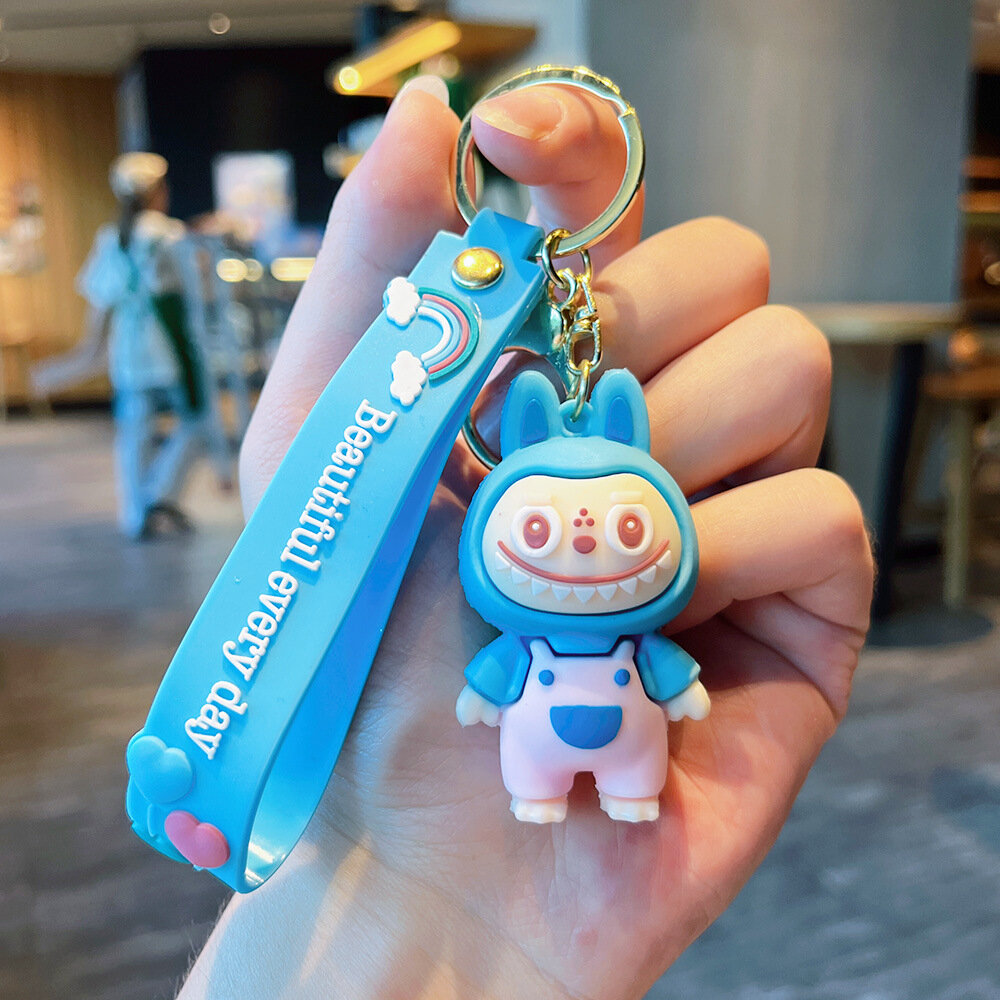 Брелок в виде овечки, брелок-фигурка Coca-Cola Labubu из серии 3D, модный подарок в закрытой коробке, брелок Abubu, светло-розовая рубашка.