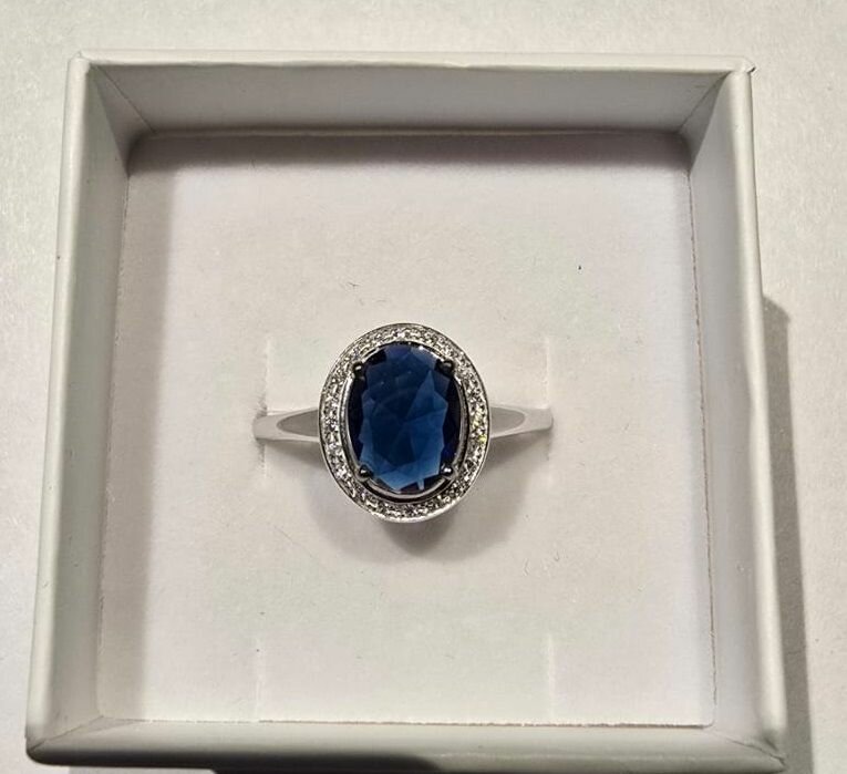 Кольцо VALTERA, серебро, 925 проба, родирование, фианит, размер 16.5, синий, белый, серебристый — фото 1