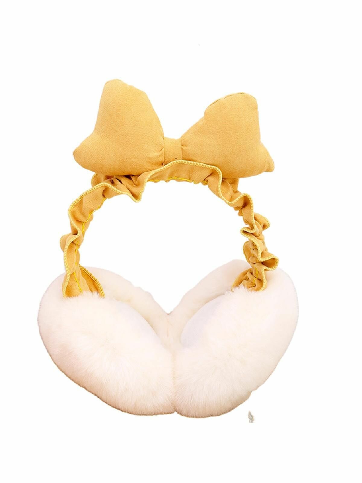 Наушники меховые, Зимние женские складные теплые наушники_7540 mango yellow