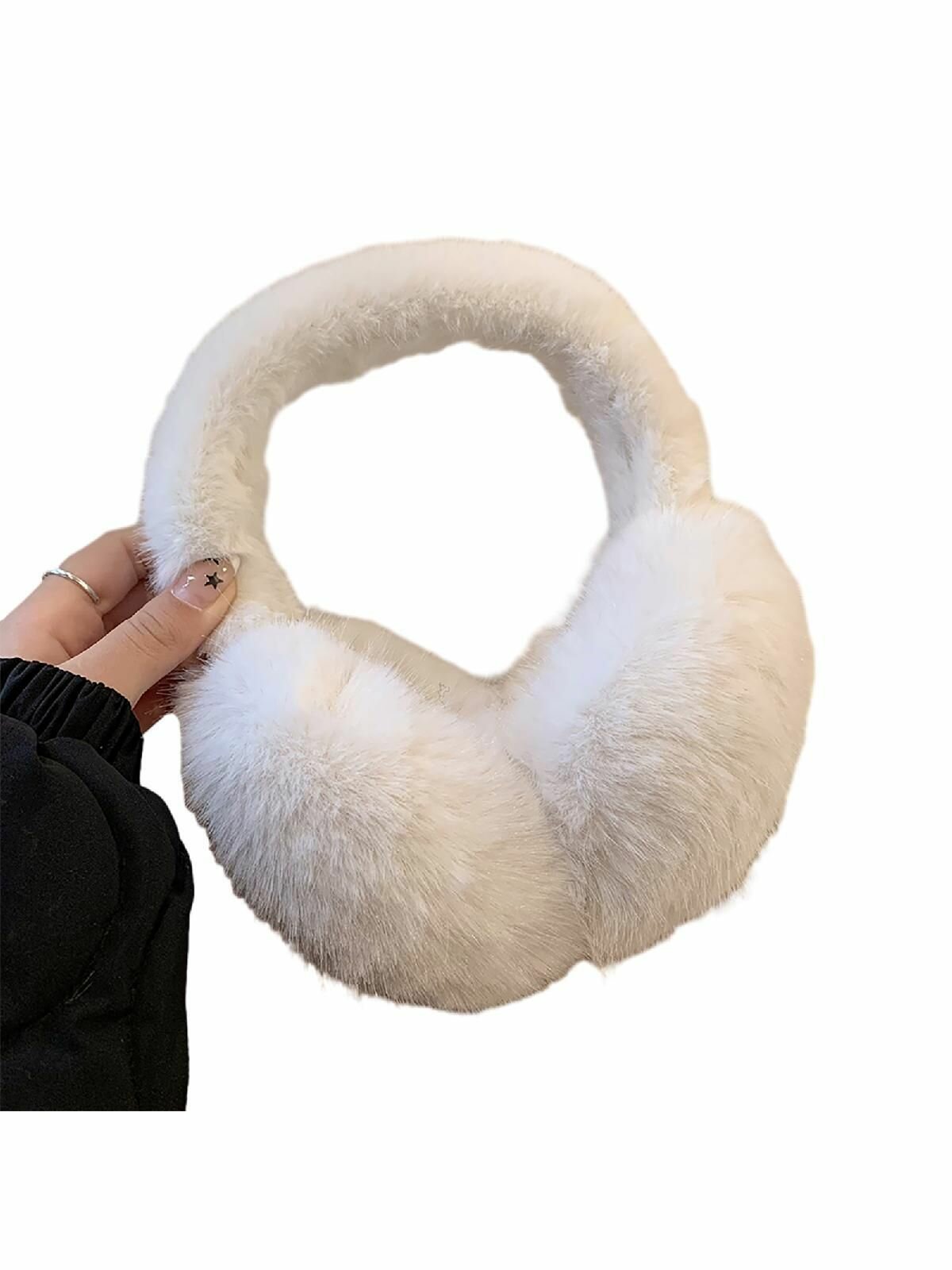 Наушники меховые, Осенне_зимние теплые наушники из искусственного меха лисы_молочно_белый