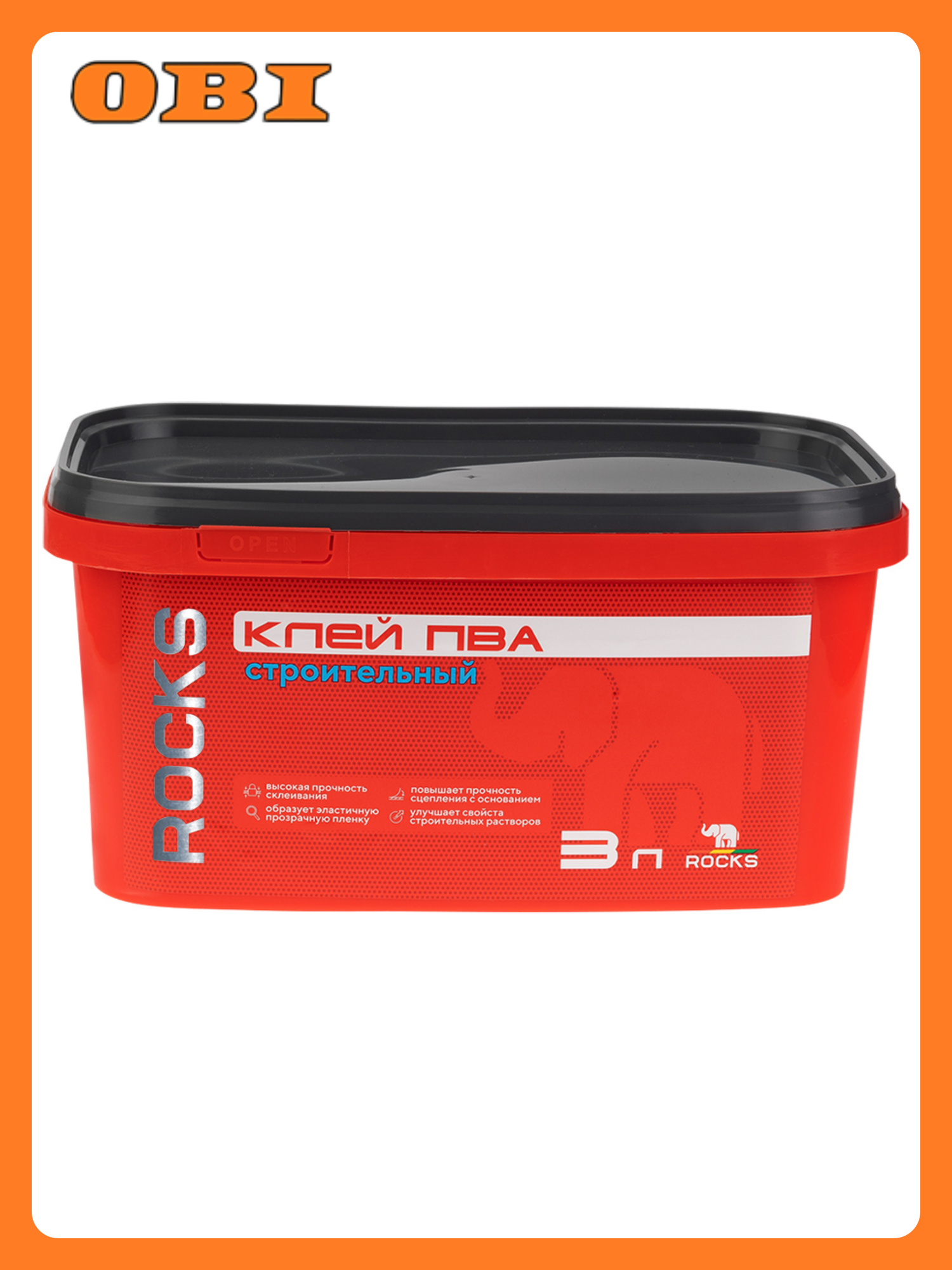 Клей ROCKS, строительный, ПВА, 3 л, белый, готовый, для внутренних работ